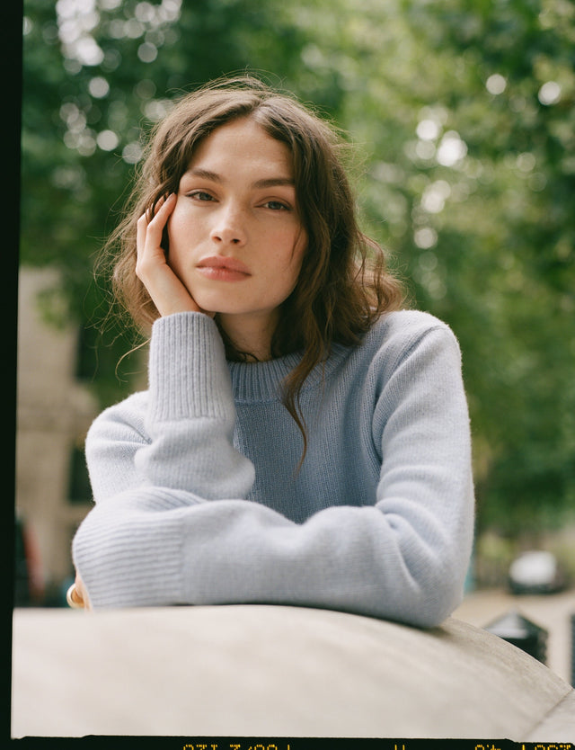Devon Jumper: Wool, Cornflower Blue – With Nothing Underneath