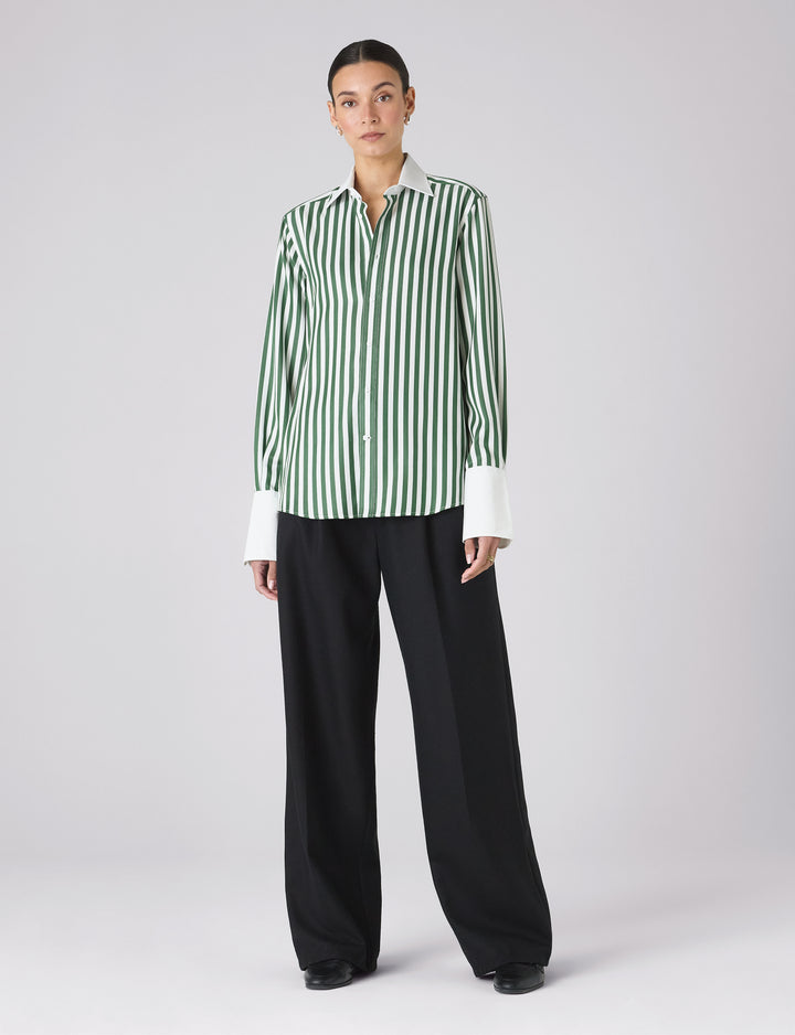 The Boyfriend Contrast Exaggerated Cuff: TENCEL™ Lyocell, Forest Green ...