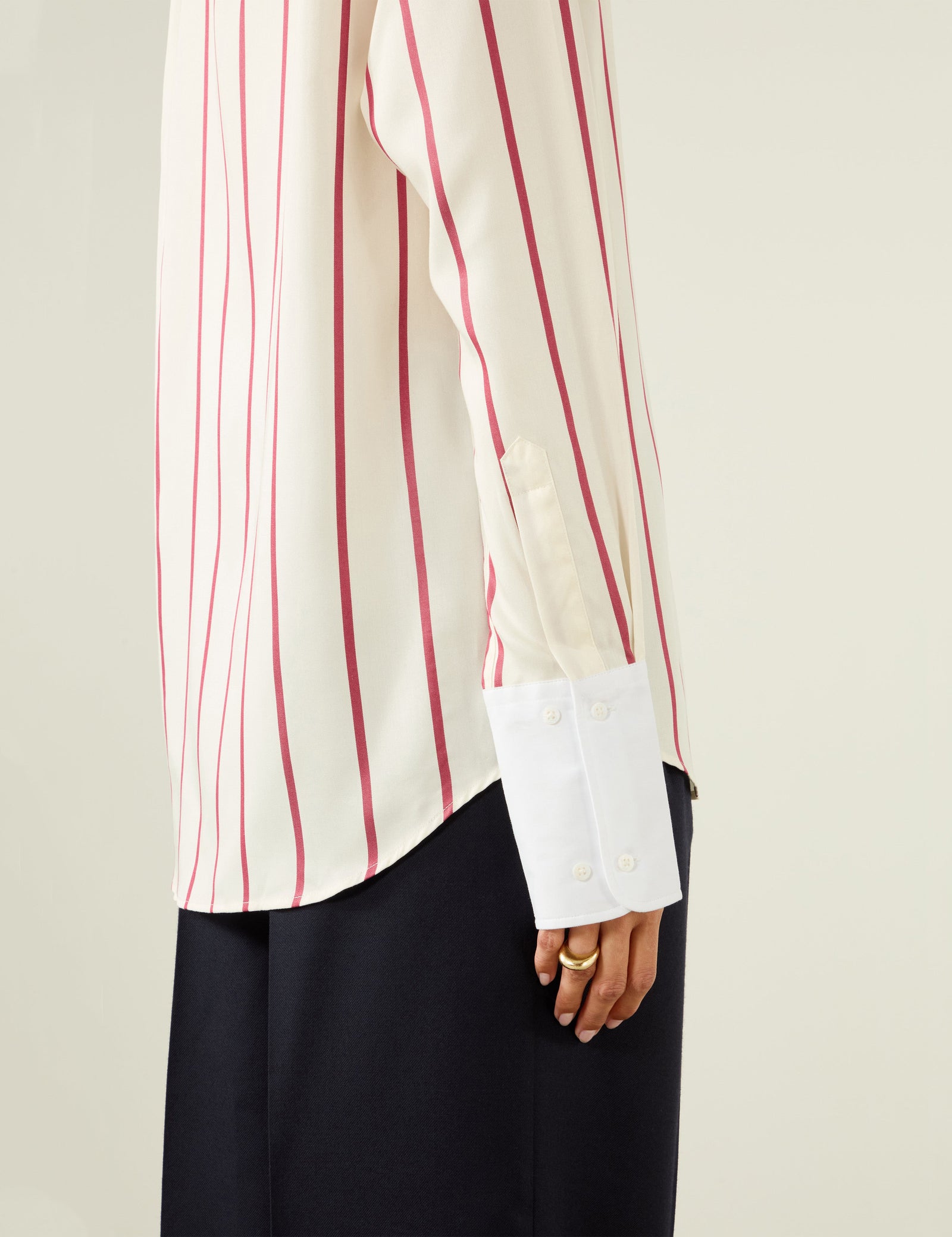 The Boyfriend Exaggerated Cuff: TENCEL™ Lyocell, Burgundy Stripe – With ...