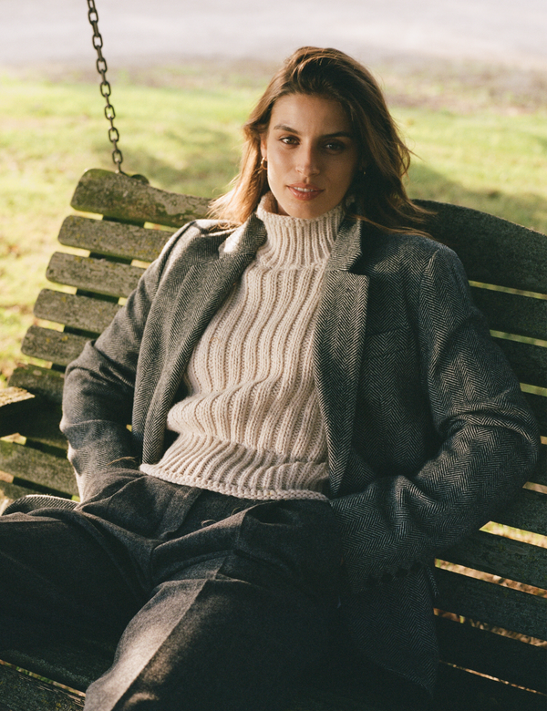 Hutton Blazer: Wool, Grey Herringbone – With Nothing Underneath