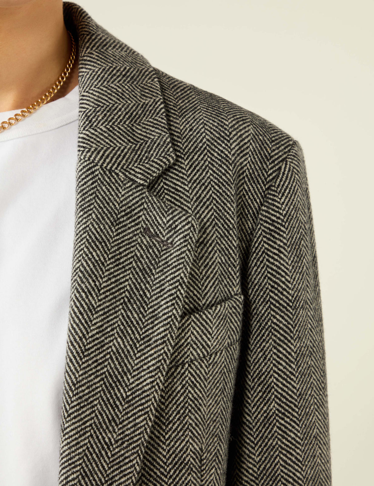 Hutton Blazer: Wool, Grey Herringbone – With Nothing Underneath